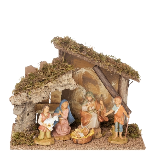 5 Inch Scale 5-PC Figure Set with Stable | Traditional Italian Nativity
