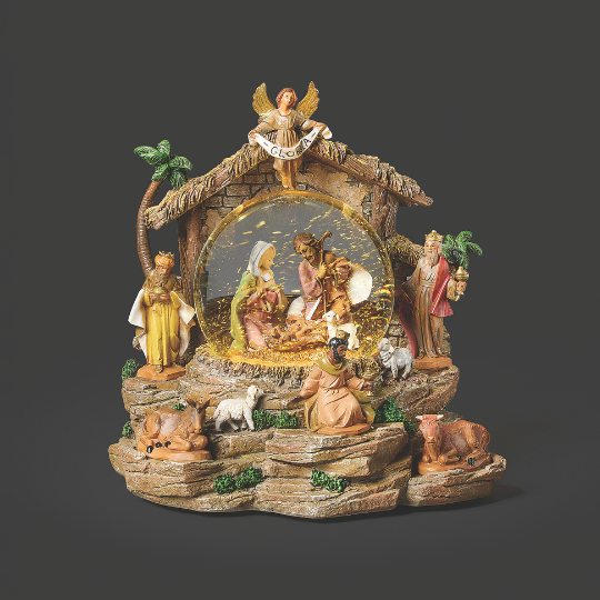 7.75 Inch Lighted Swirl Musical Nativity