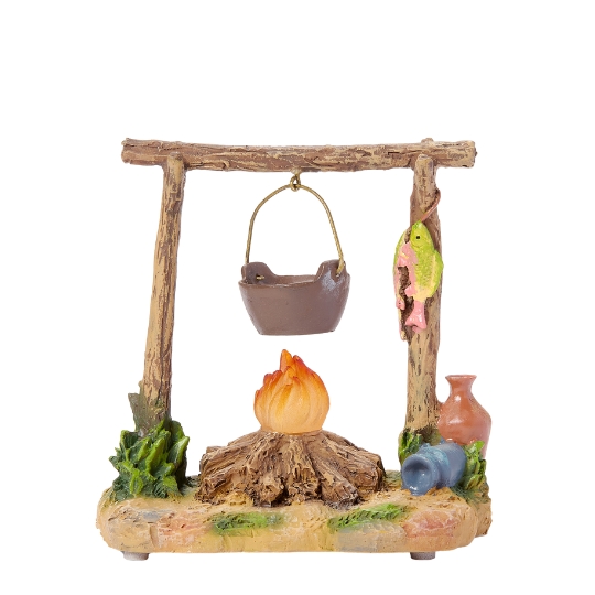 5 Inch Scale Lighted Campfire with Pot by Fontanini